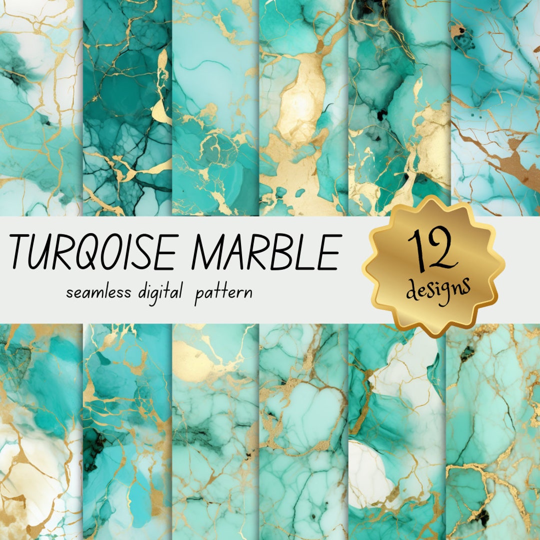 12 Seamless Digital Turqoise Marble Papers Beautiful Marble - Etsy