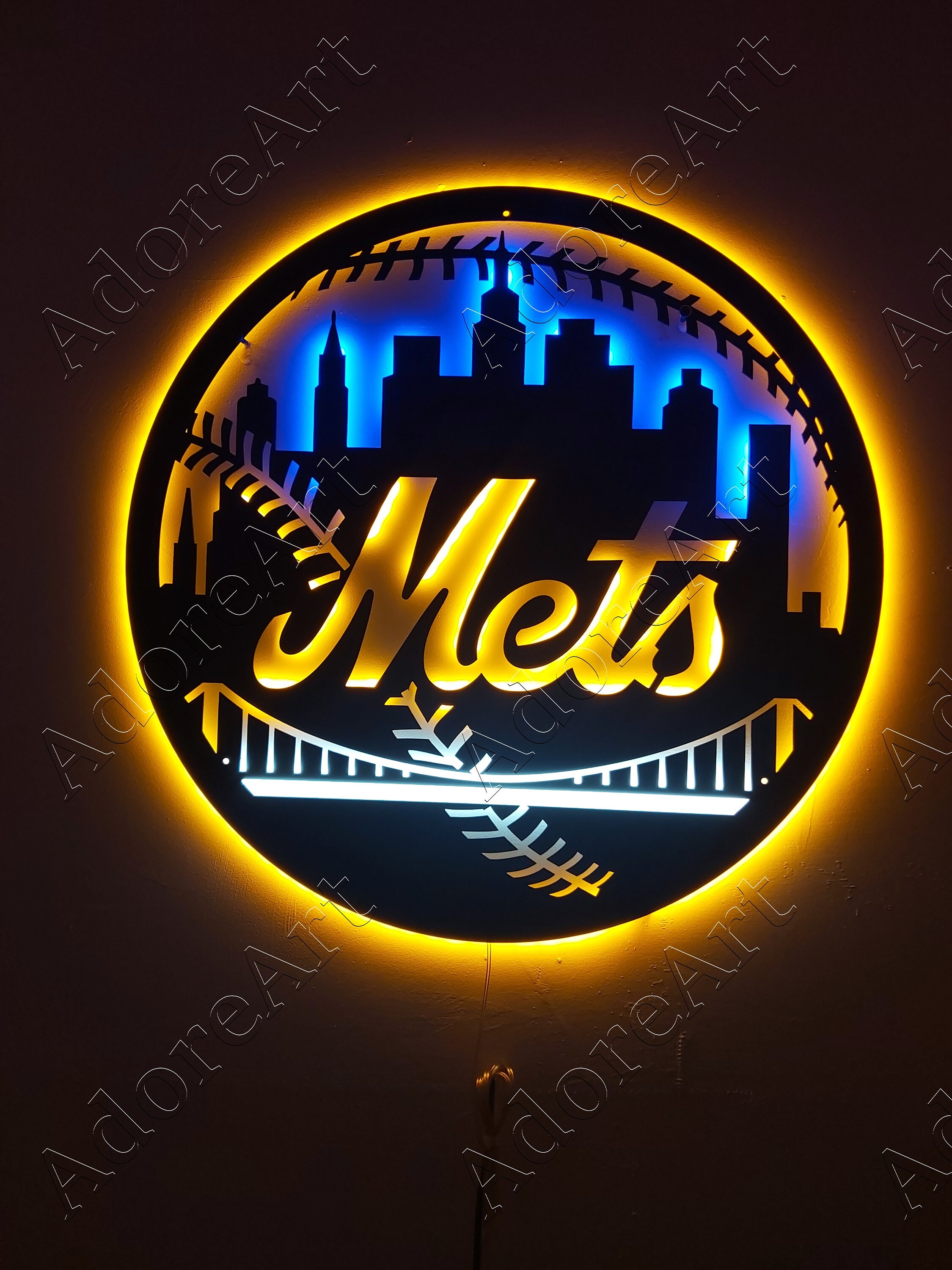 Mets, New York Mets, Baseball, Metal Sign, LED Decor, Sports Team Sign ...
