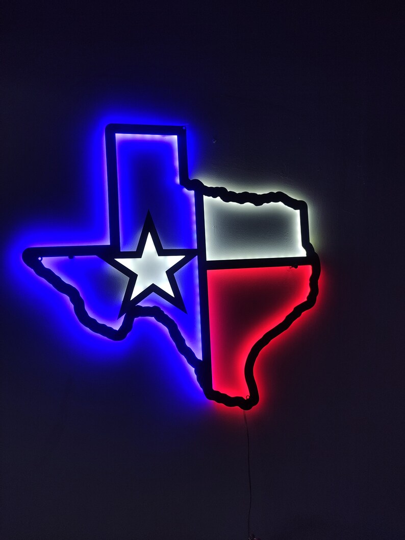 Texas Flag, Texas, Illuminated Sign, Texas Sign, USA, Houston, Metal ...