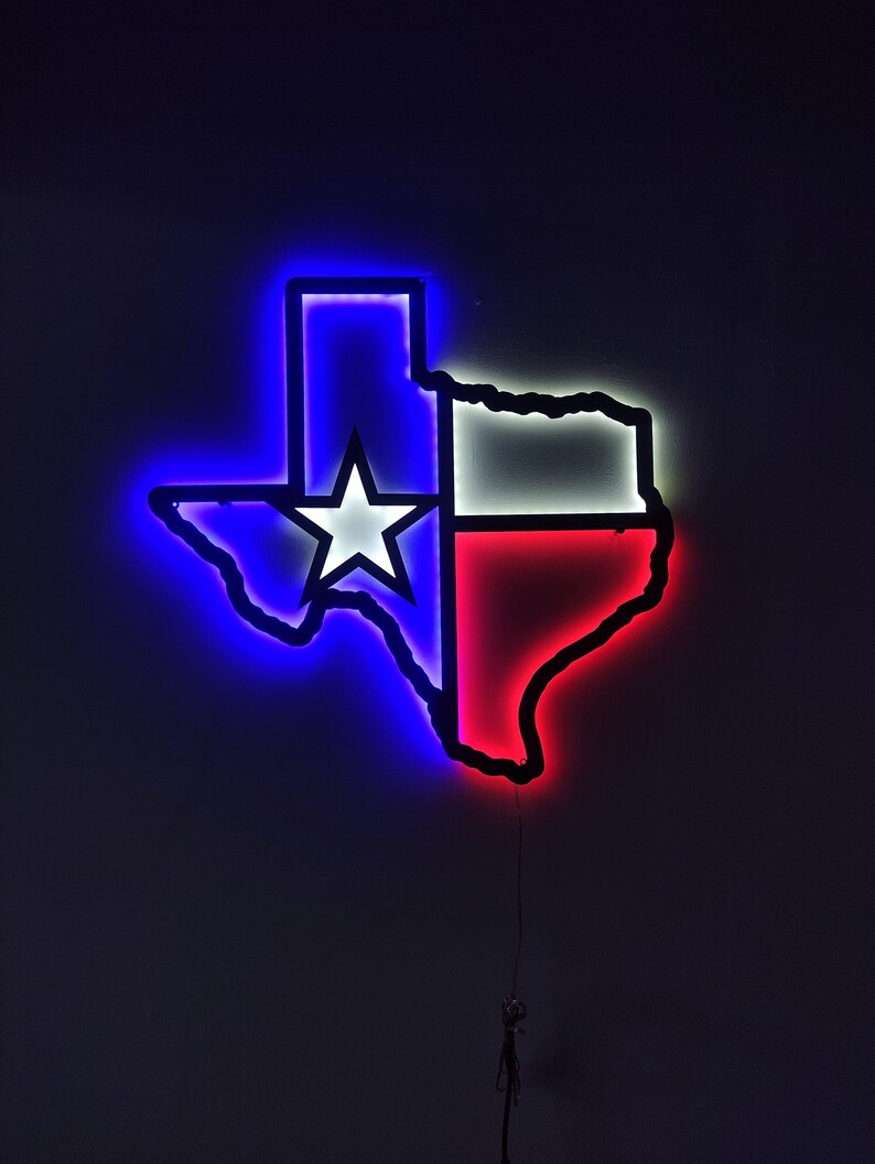 Texas Flag, Texas, Illuminated Sign, Texas Sign, USA, Houston, Metal ...