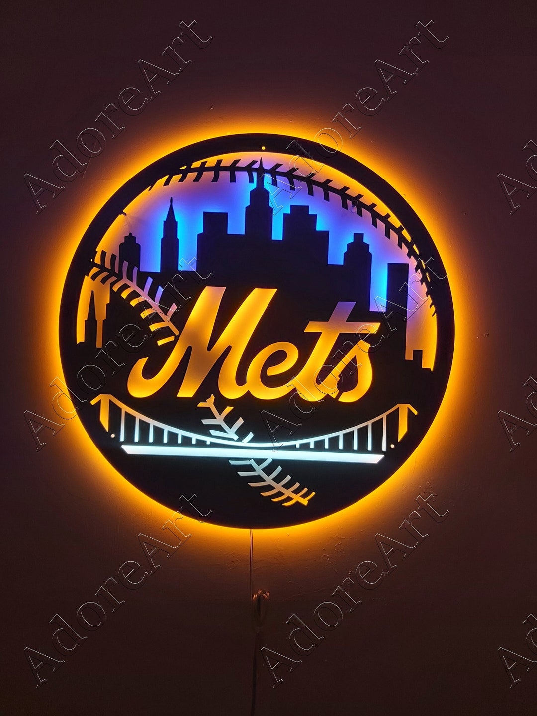 Mets, New York Mets, Baseball, Metal Sign, LED Decor, Sports Team Sign ...