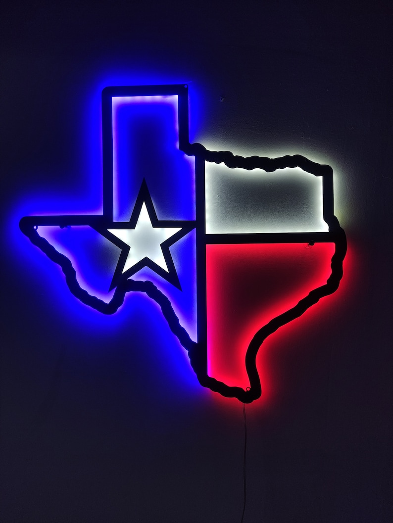 Texas Flag, Texas, Illuminated Sign, Texas Sign, USA, Houston, Metal ...