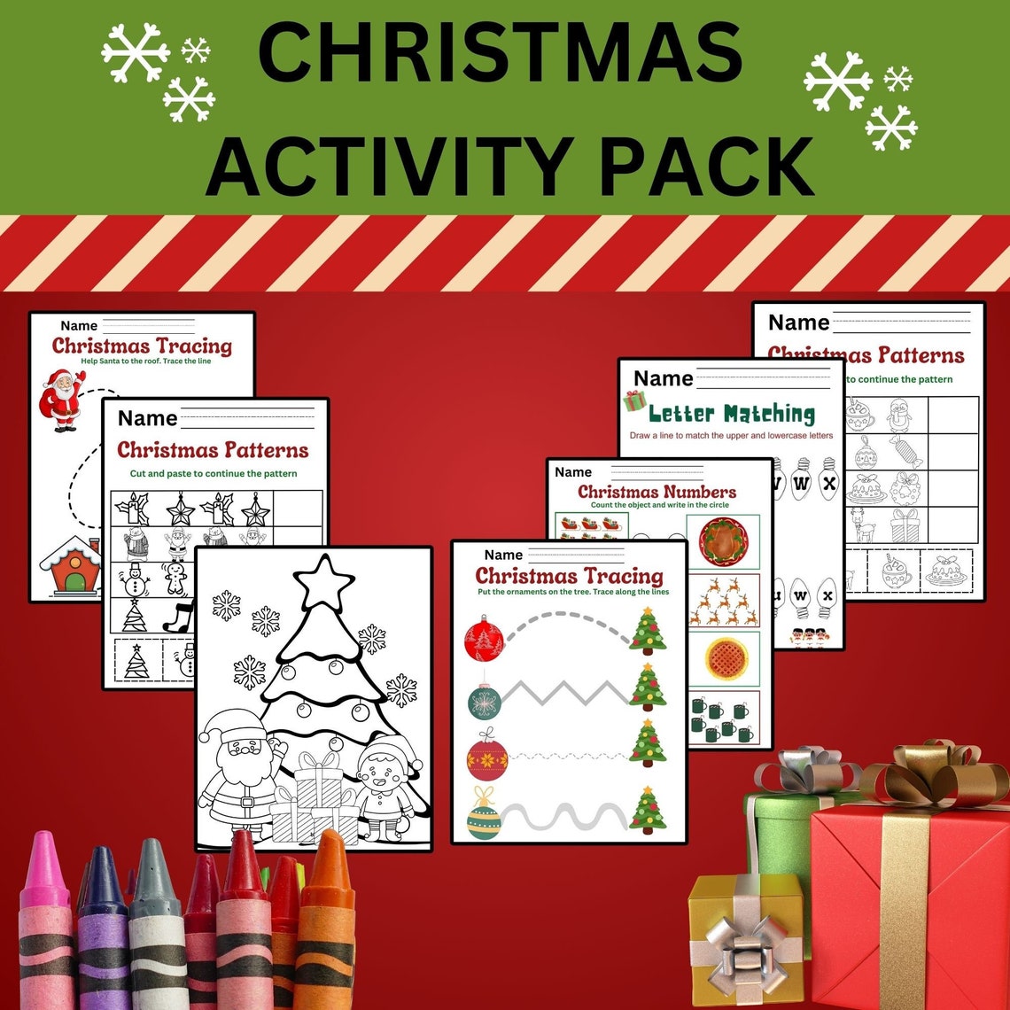 Printable Kids Christmas Activity Sheets PDF Printable - Etsy