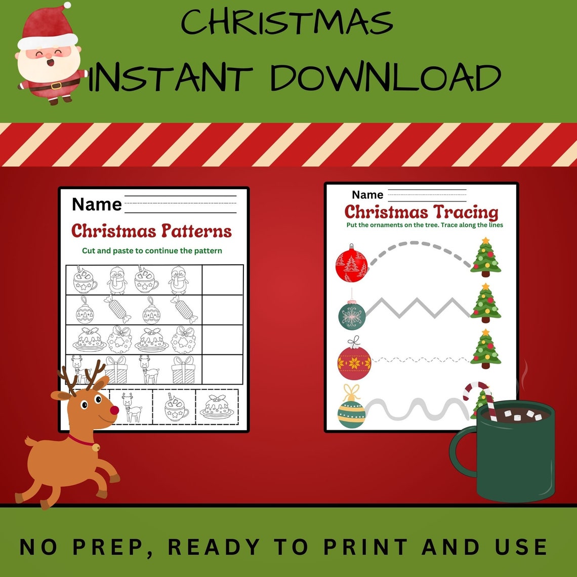 Printable Kids Christmas Activity Sheets PDF Printable - Etsy
