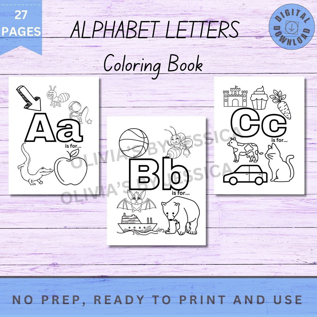 26 Printable Alphabet Coloring Pages Worksheets Kids ABC - Etsy