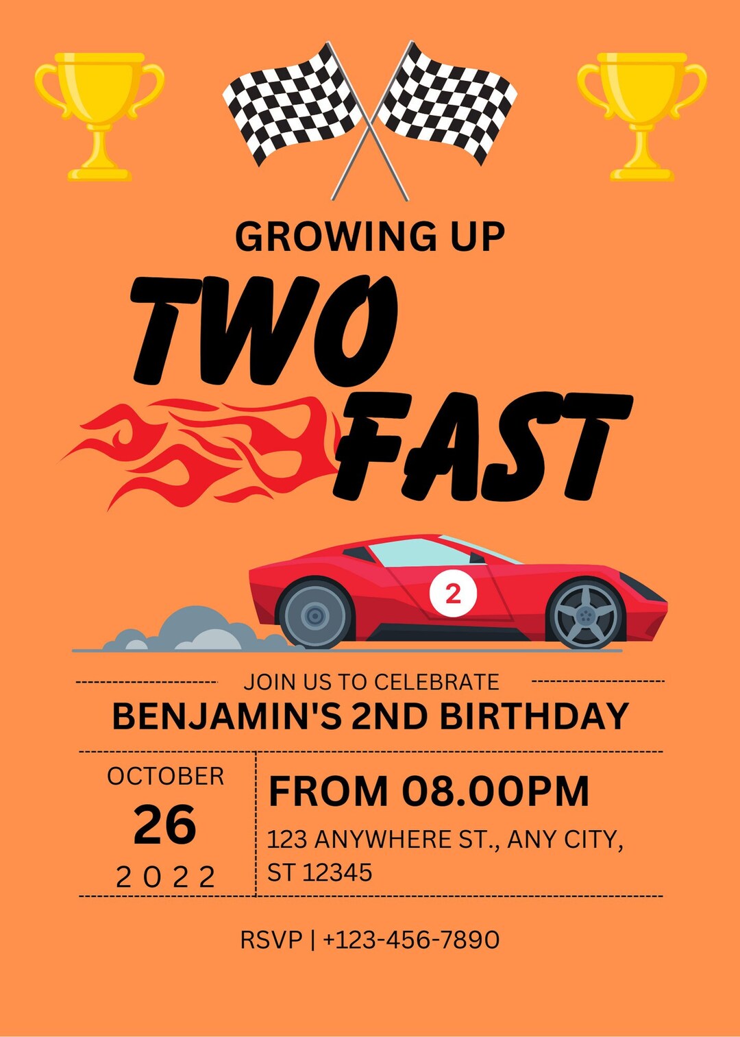 Editable Growing up Two Fast Birthday Invitation 2nd Birthday - Etsy