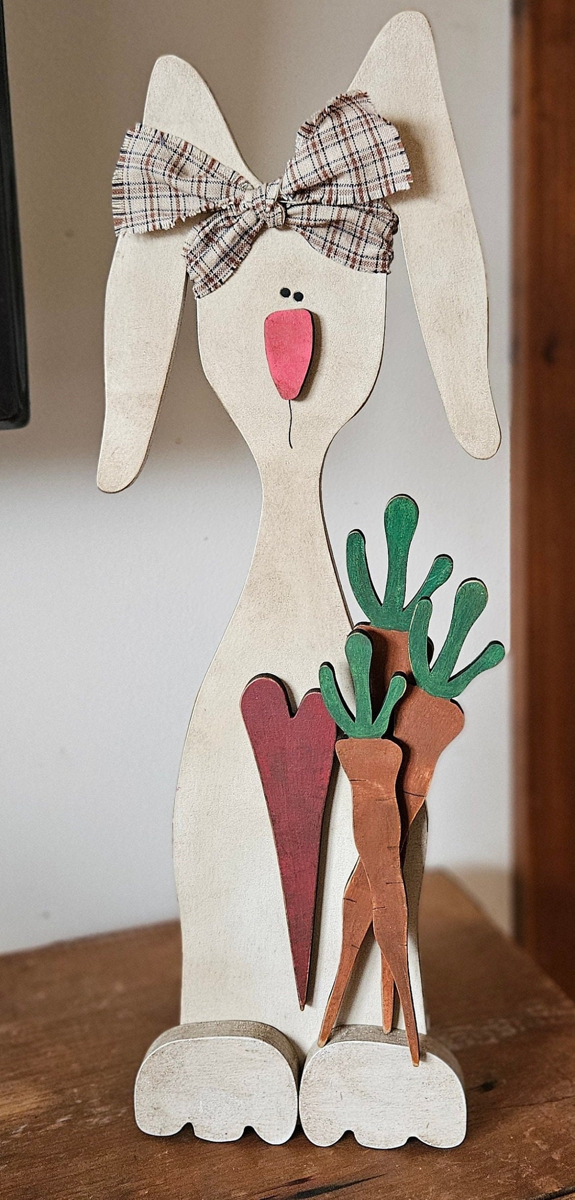 Primitive Easter Bunny Shelf Sitter, Wooden Bunny, Farmhouse Decor - Etsy