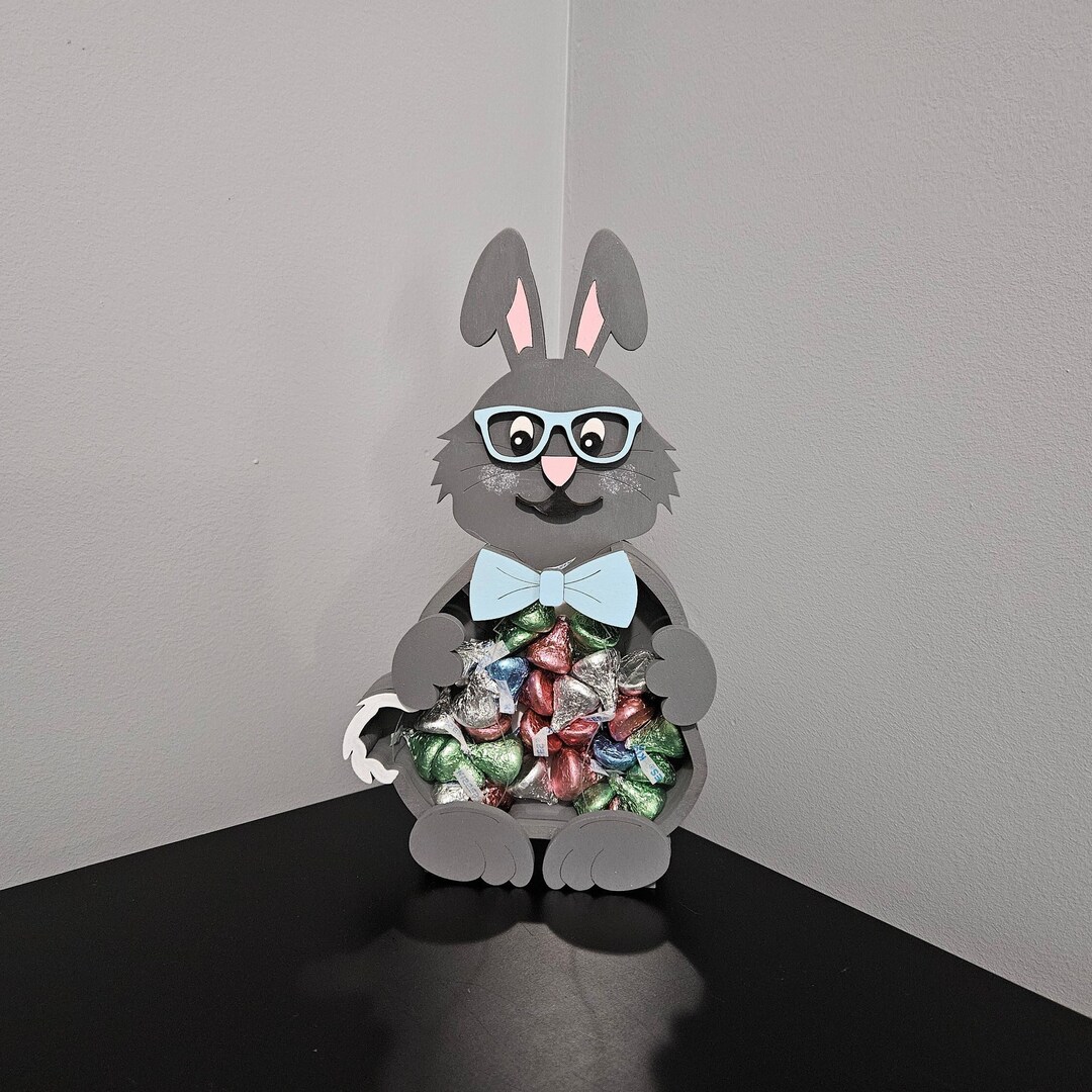 Easter Bunny Candy Holder, Hand-painted Wood Bunny - Etsy