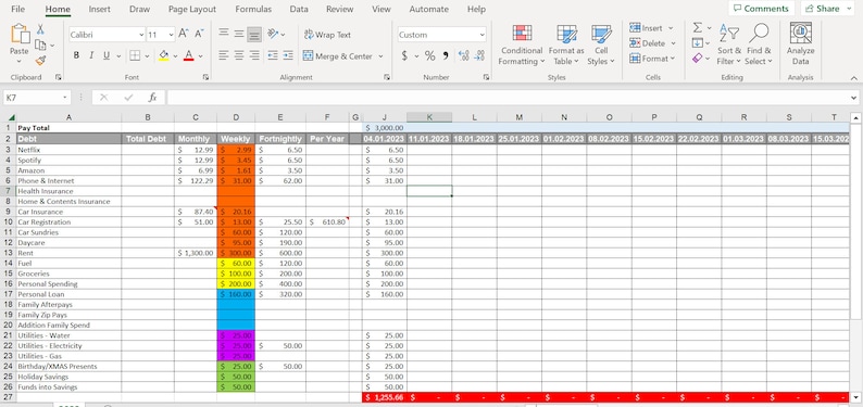 Customisable Budget Template for Excel - Etsy