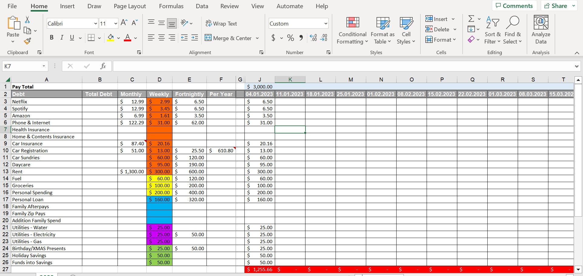 Customisable Budget Template for Excel - Etsy