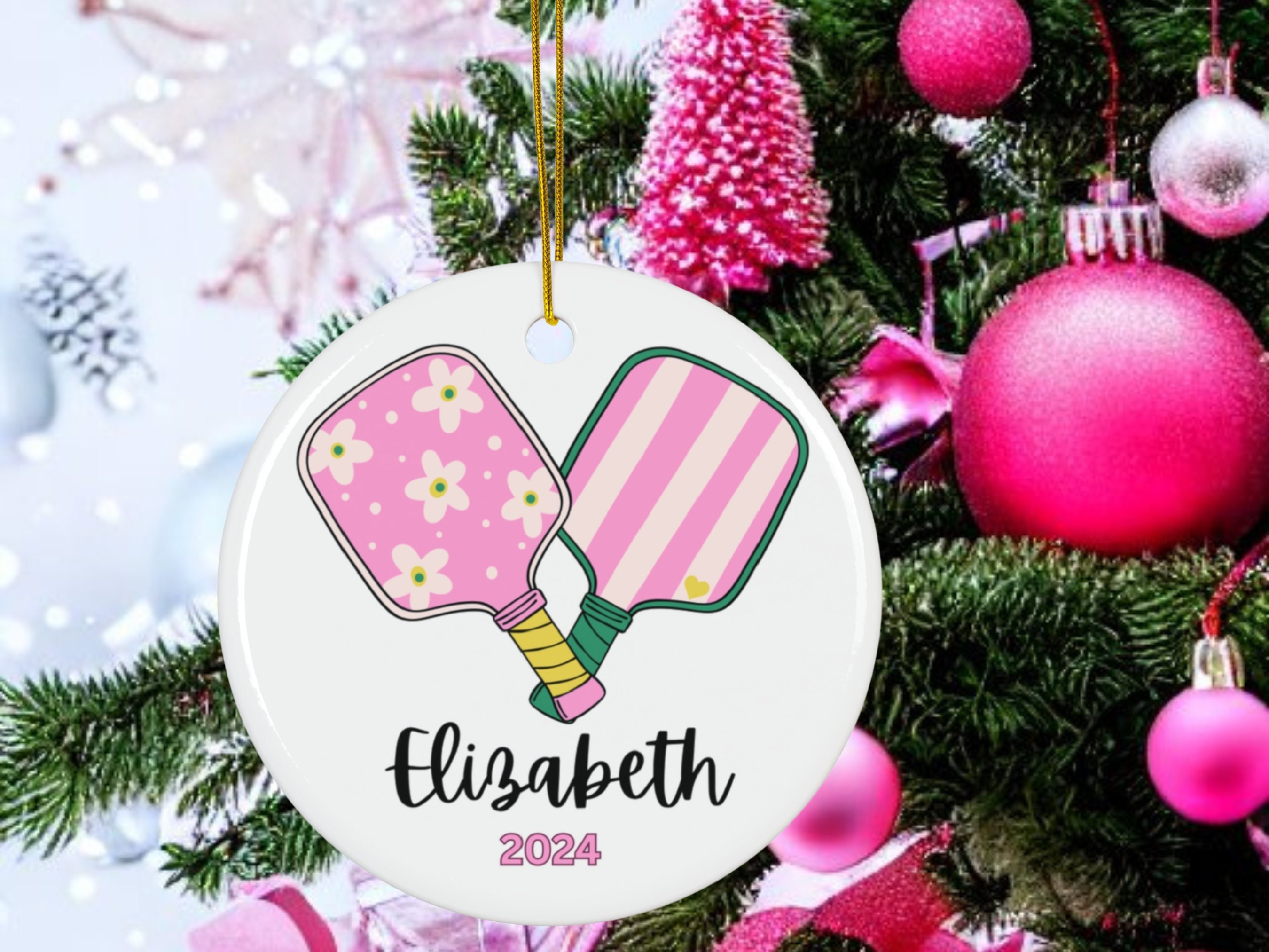 Personalized Pickleball Ceramic Preppy Ornament - Etsy