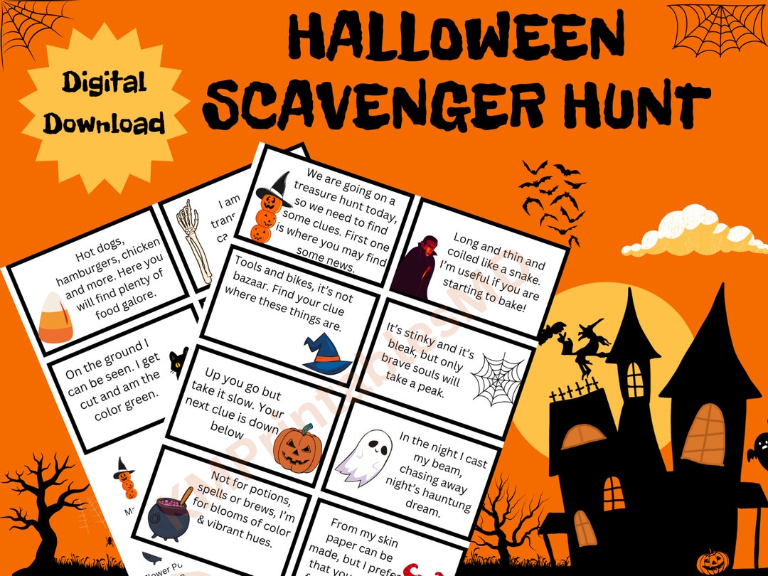 Halloween Kids Spooky Treasure Hunt Clues Fun Outdoor Adventure ...