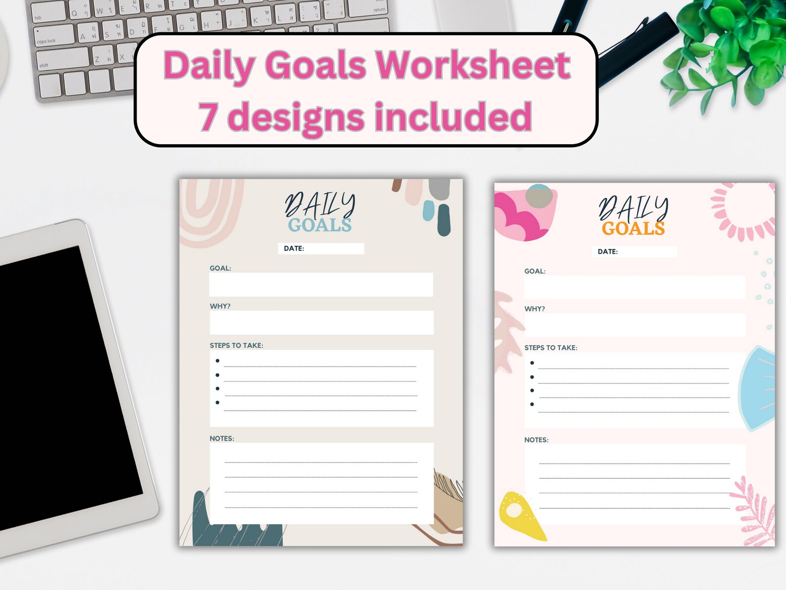 Daily Goal Planner Boho Digital Download, Undated Printable Tracker ...