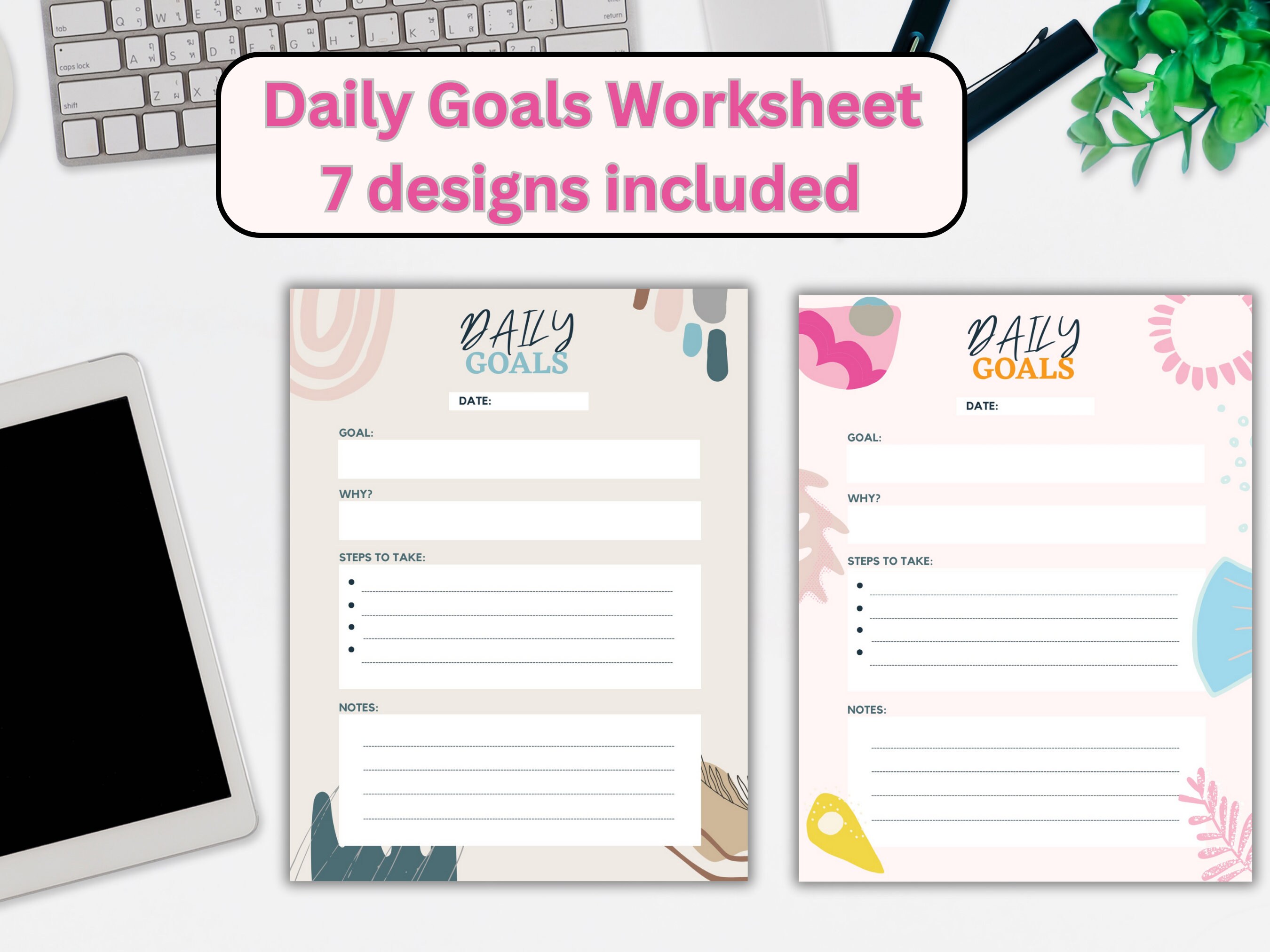 Daily Goal Planner Boho Digital Download, Undated Printable Tracker ...