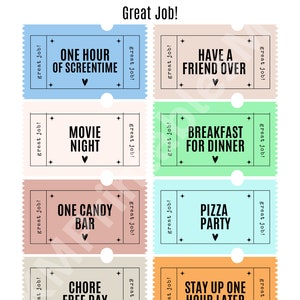 Printable Kids Reward Coupons Great Job | Printable | Instant Download ...