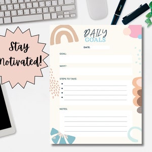 Daily Goal Planner Boho Digital Download, Undated Printable Tracker ...