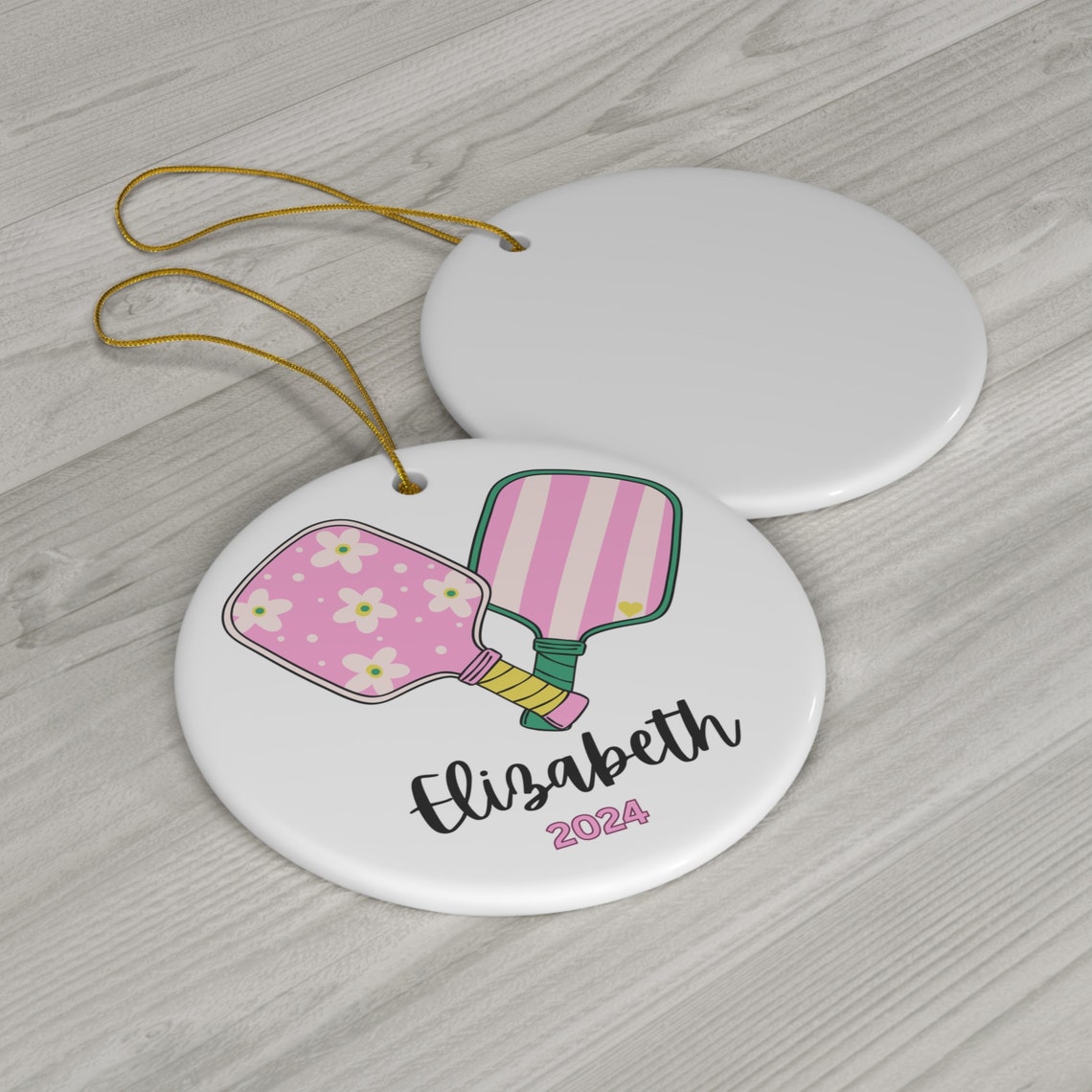 Personalized Pickleball Ceramic Preppy Ornament - Etsy