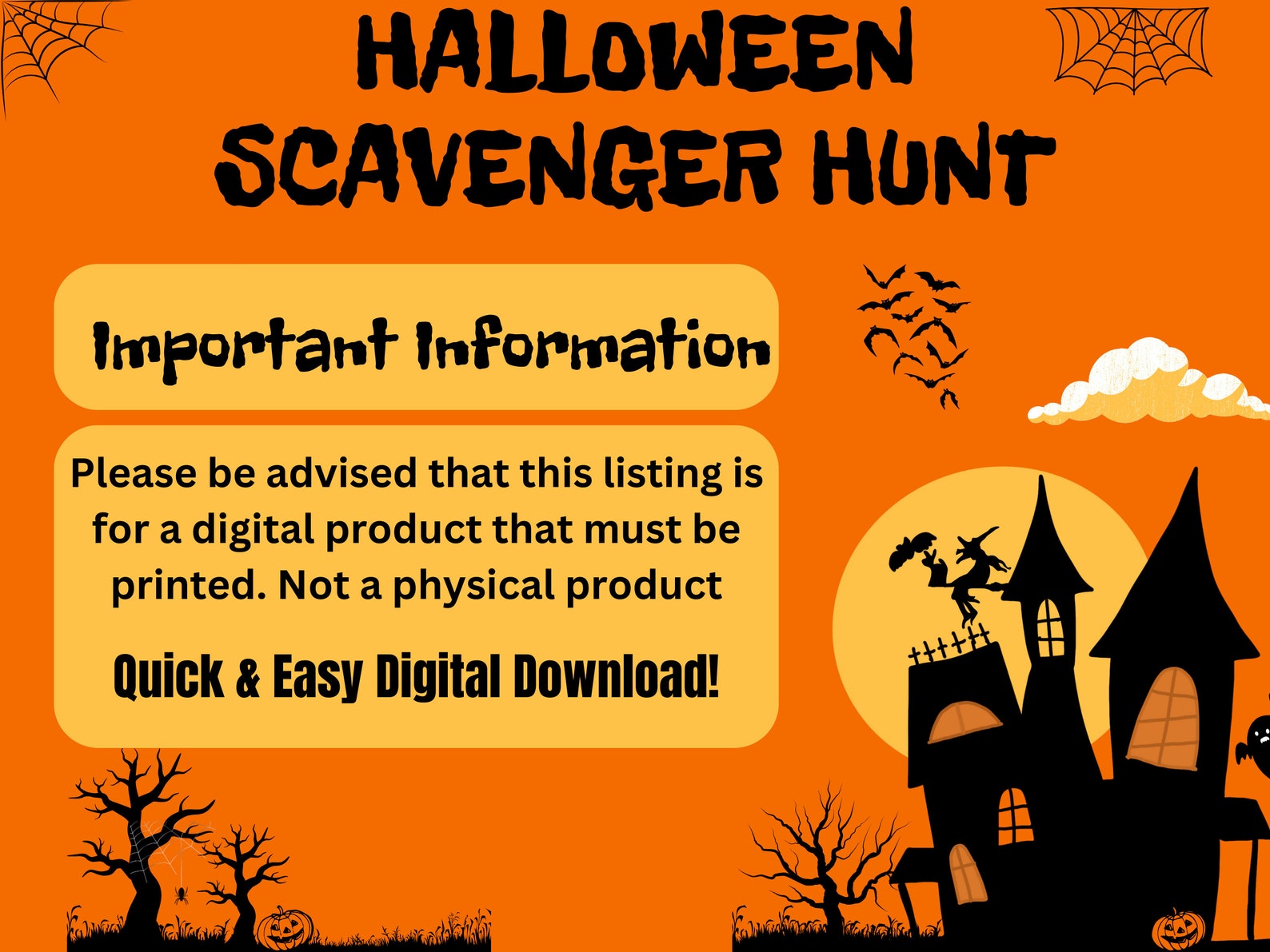 Halloween Kids Spooky Treasure Hunt Clues Fun Outdoor Adventure ...