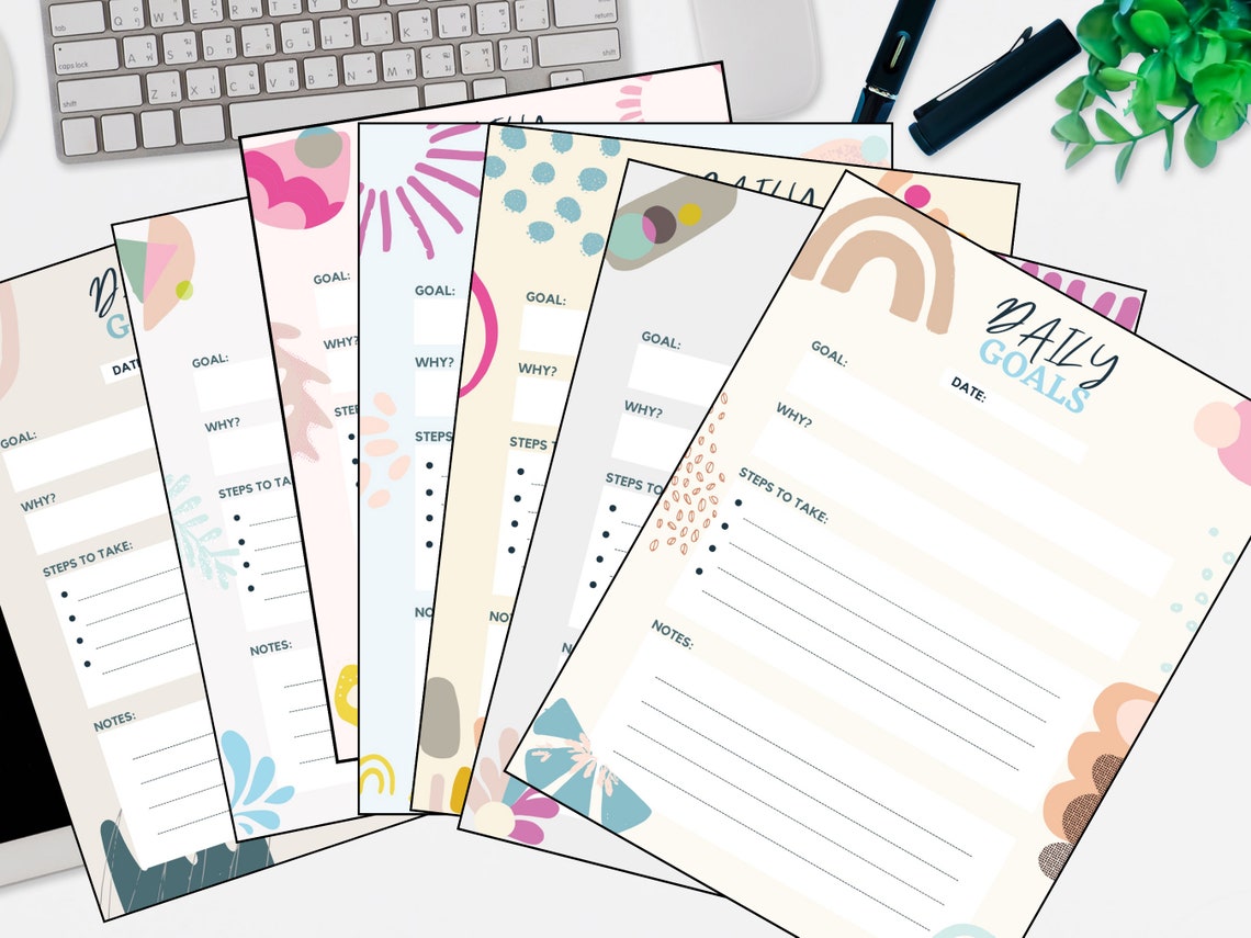 Daily Goal Planner Boho Digital Download, Undated Printable Tracker ...