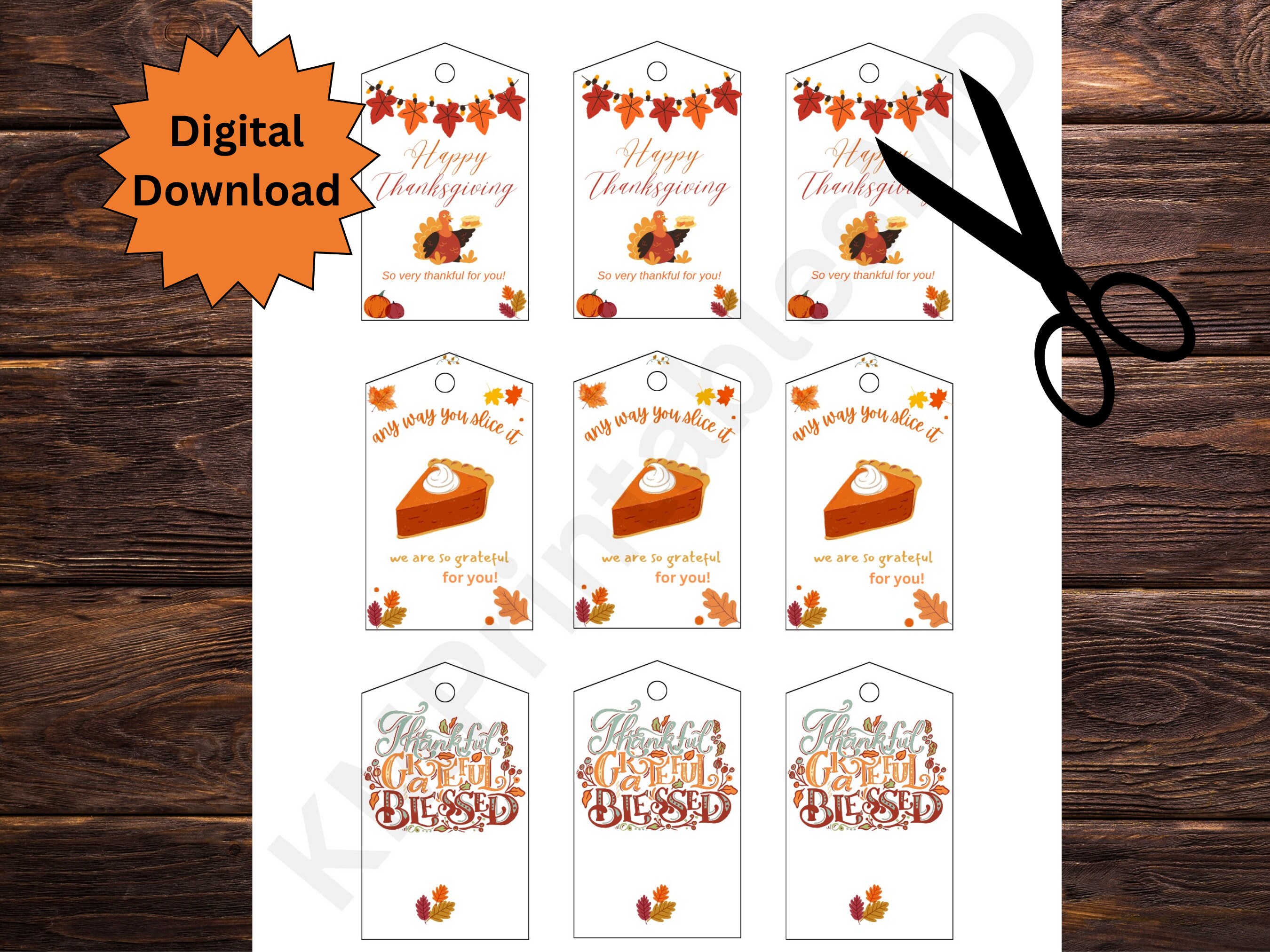 Thanksgiving | Fall Gift Tag | Printable | Grateful | Thankful for You ...