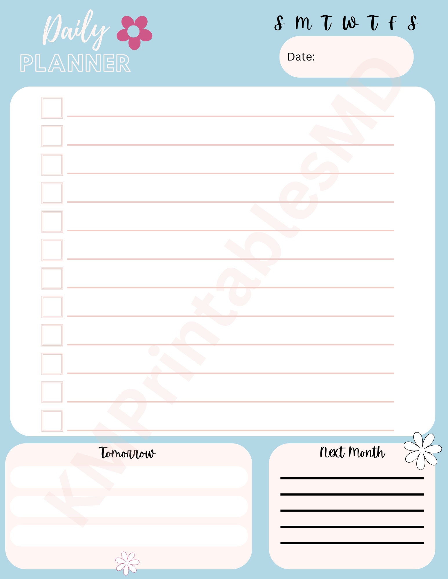 Daily Planner Printable Digital Download | Undated | Modern Lifestyle ...