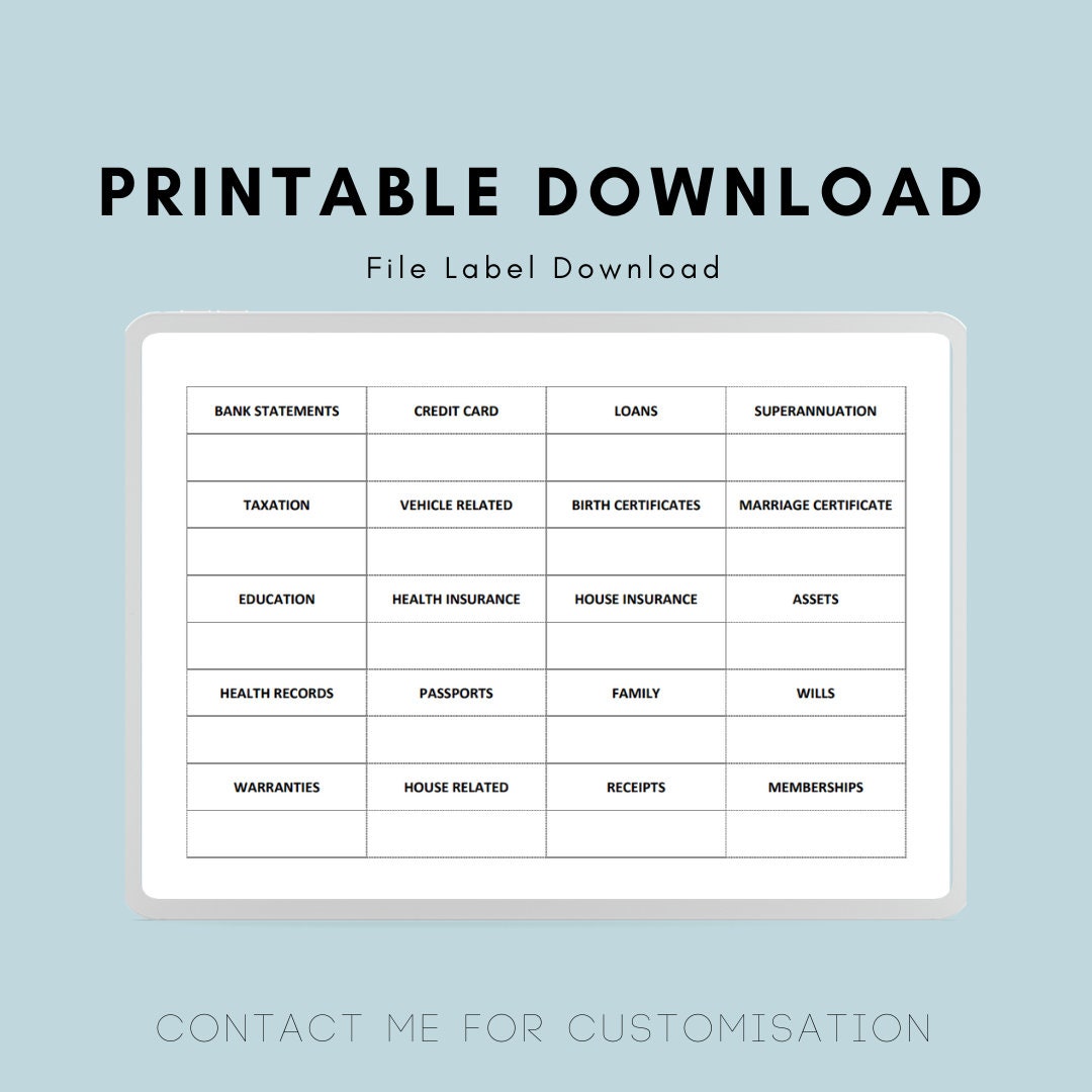 Customisable Filing Label Template for Suspension Files Home Work ...