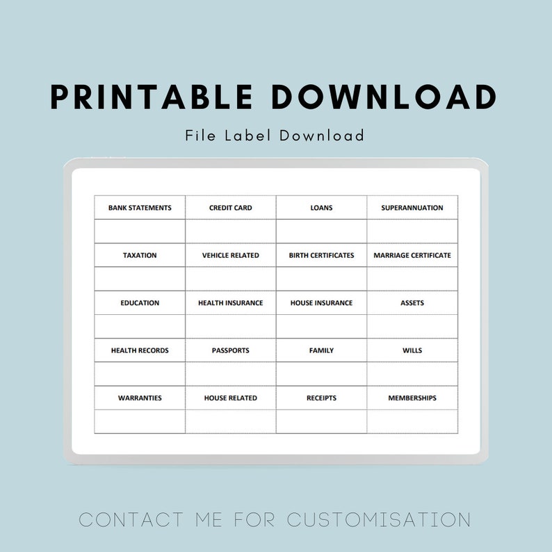 Customisable Filing Label Template for Suspension Files Home Work ...