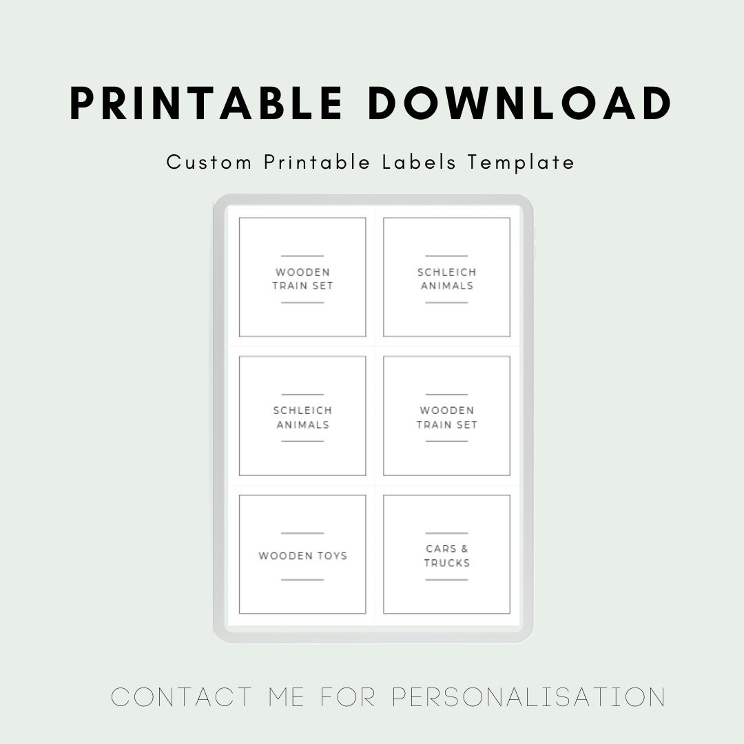 Minimalist Toy Cupboard Square Printable Labels Instant Organization - Etsy