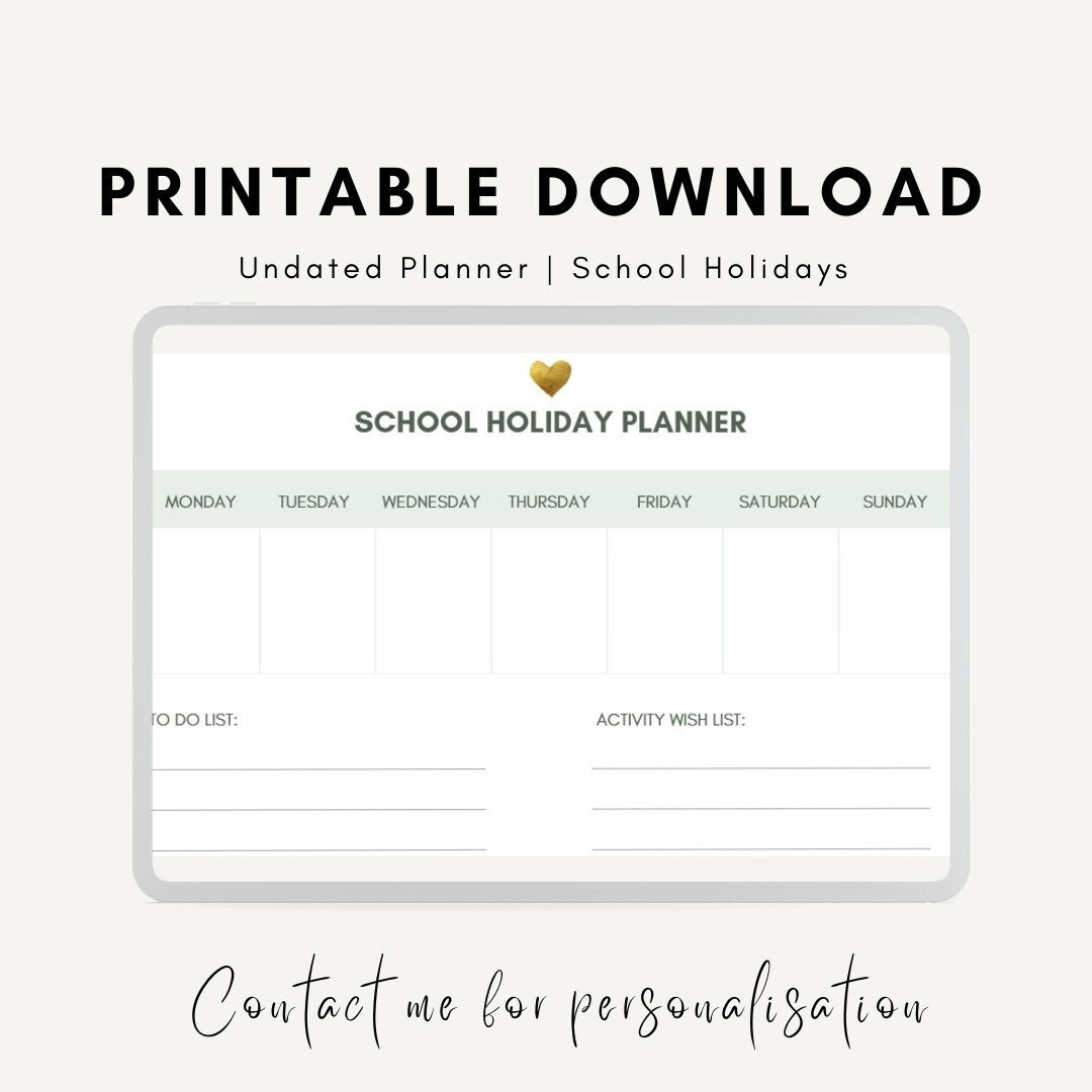 School Holiday Planner Kids Wish List Activity List Busy Mum Organised ...