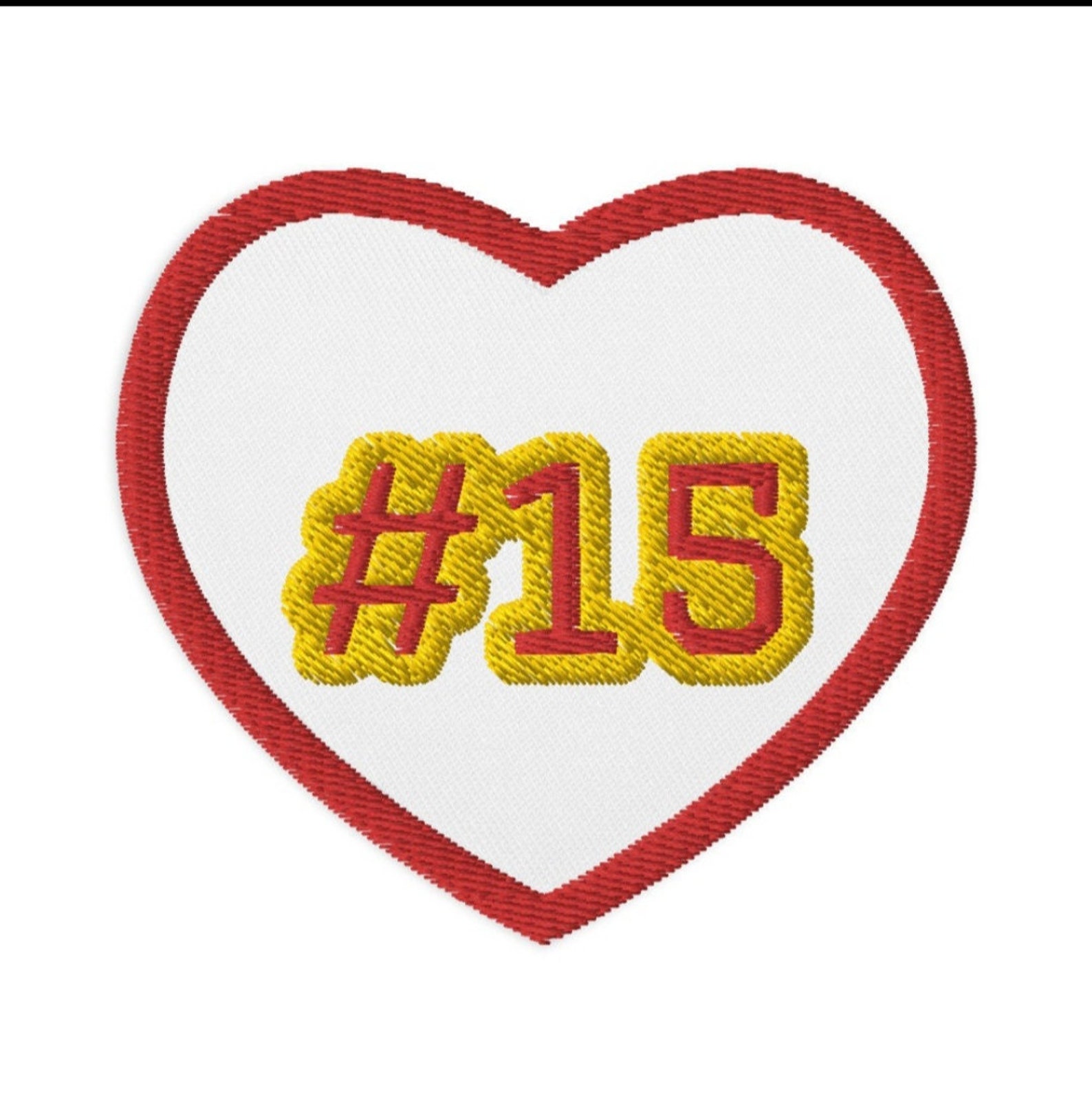 Patrick Mahomes #15 Iron on Heart Patch, Kansas City Chiefs, Superbowl ...