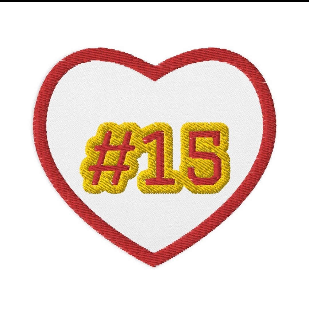 Patrick Mahomes #15 Iron on Heart Patch, Kansas City Chiefs, Superbowl ...