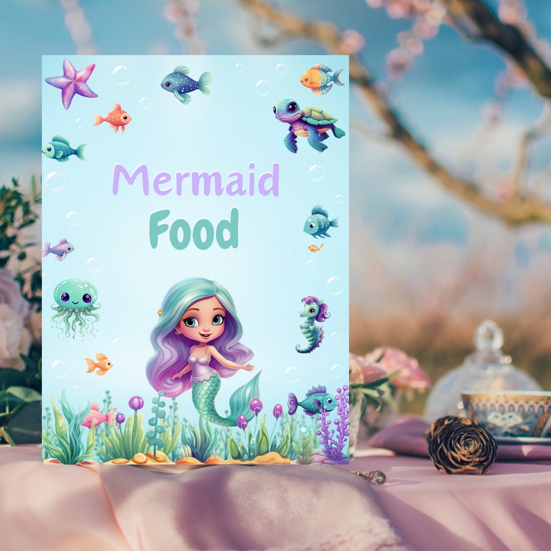 Mermaid Party Custom Signs, Girls Mermaids Birthday Party Decorations ...