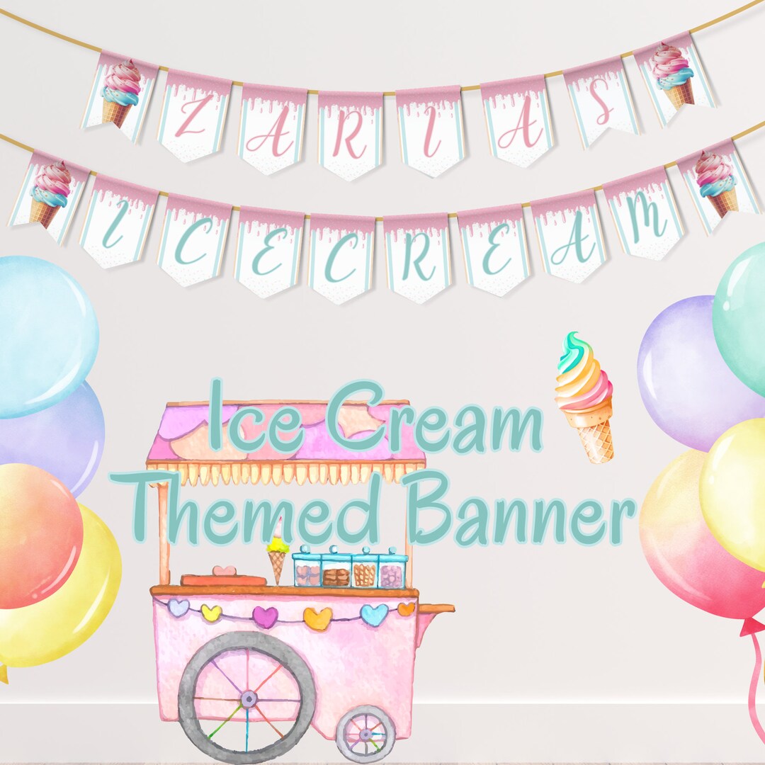 3 Scoops of Fun, Ice-cream Birthday Party Banner, Ice Cream Themed ...