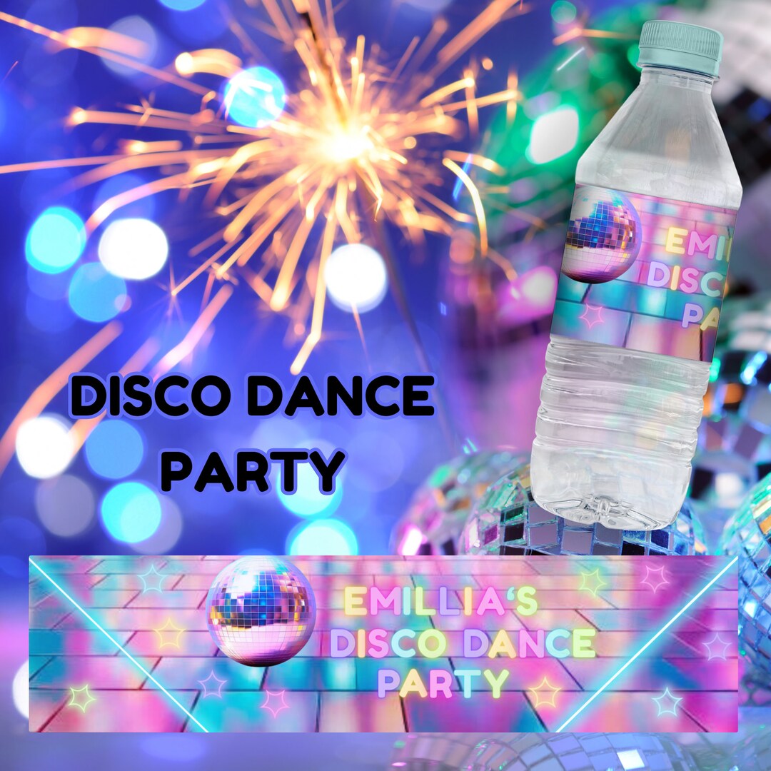 Editable, Disco Dance Party, Bottle Labels, Kids Birthday Party Cup ...