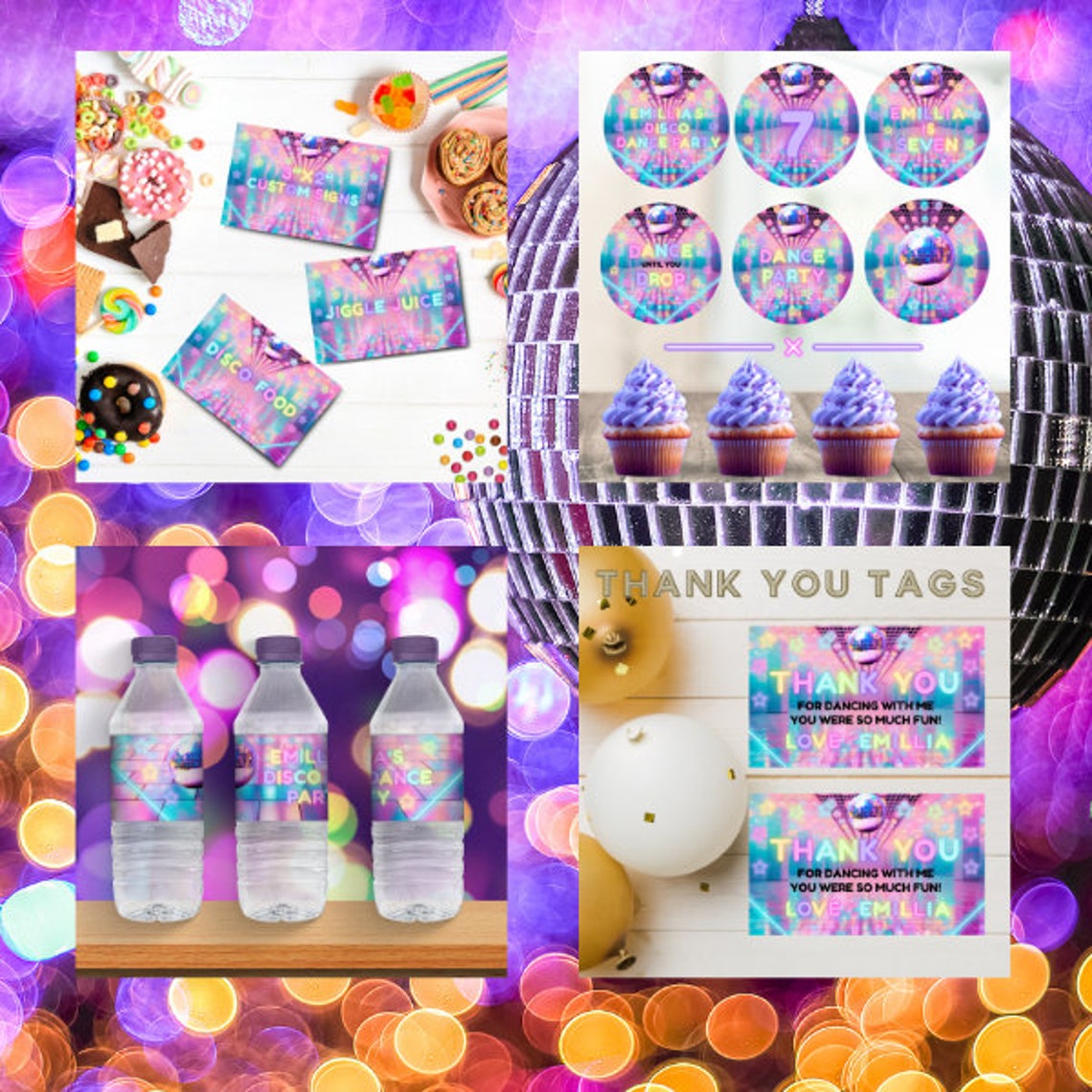 Editable Disco Party Bundle, Kids Disco Dance Birthday Party Pack ...