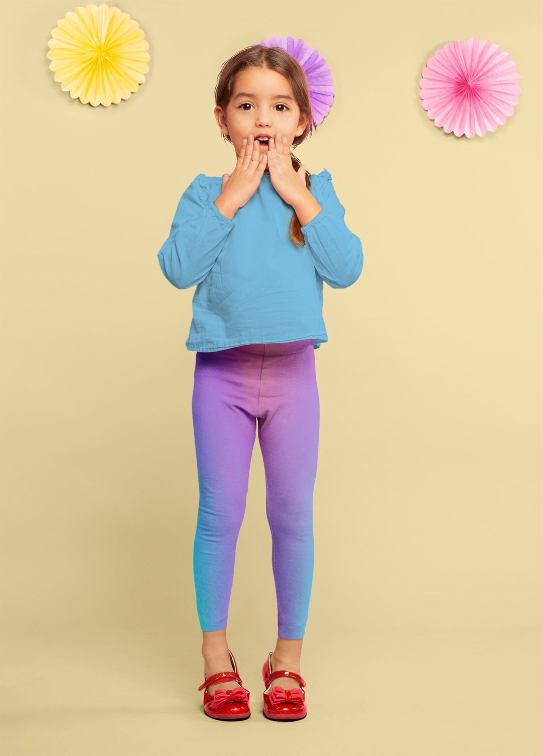 Kids Rainbow Leggings, Cotton Candy Leggings, Girls Colorful Pants ...