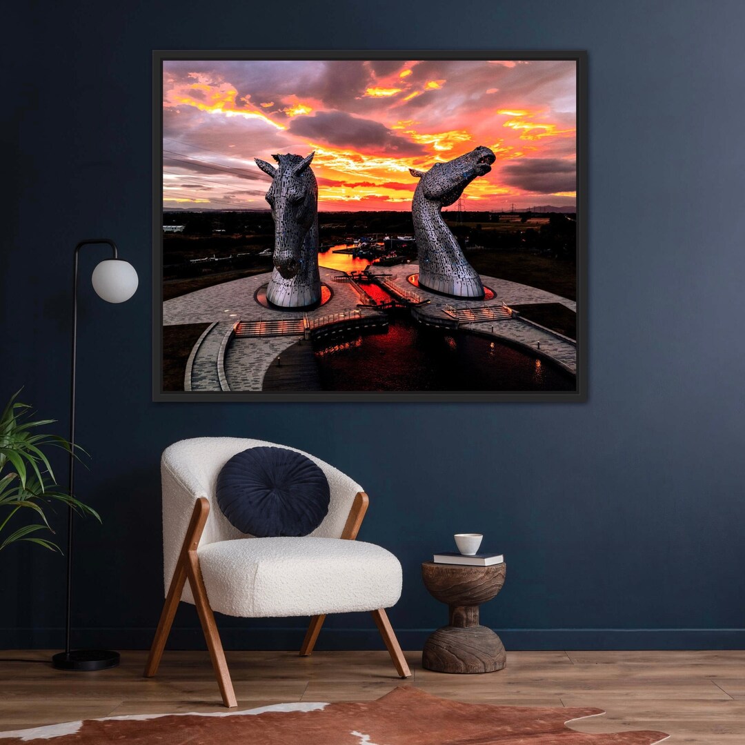 Horse Sunset Print Kelpies Scotland Wall Art Scottish Wall Decor Horse ...