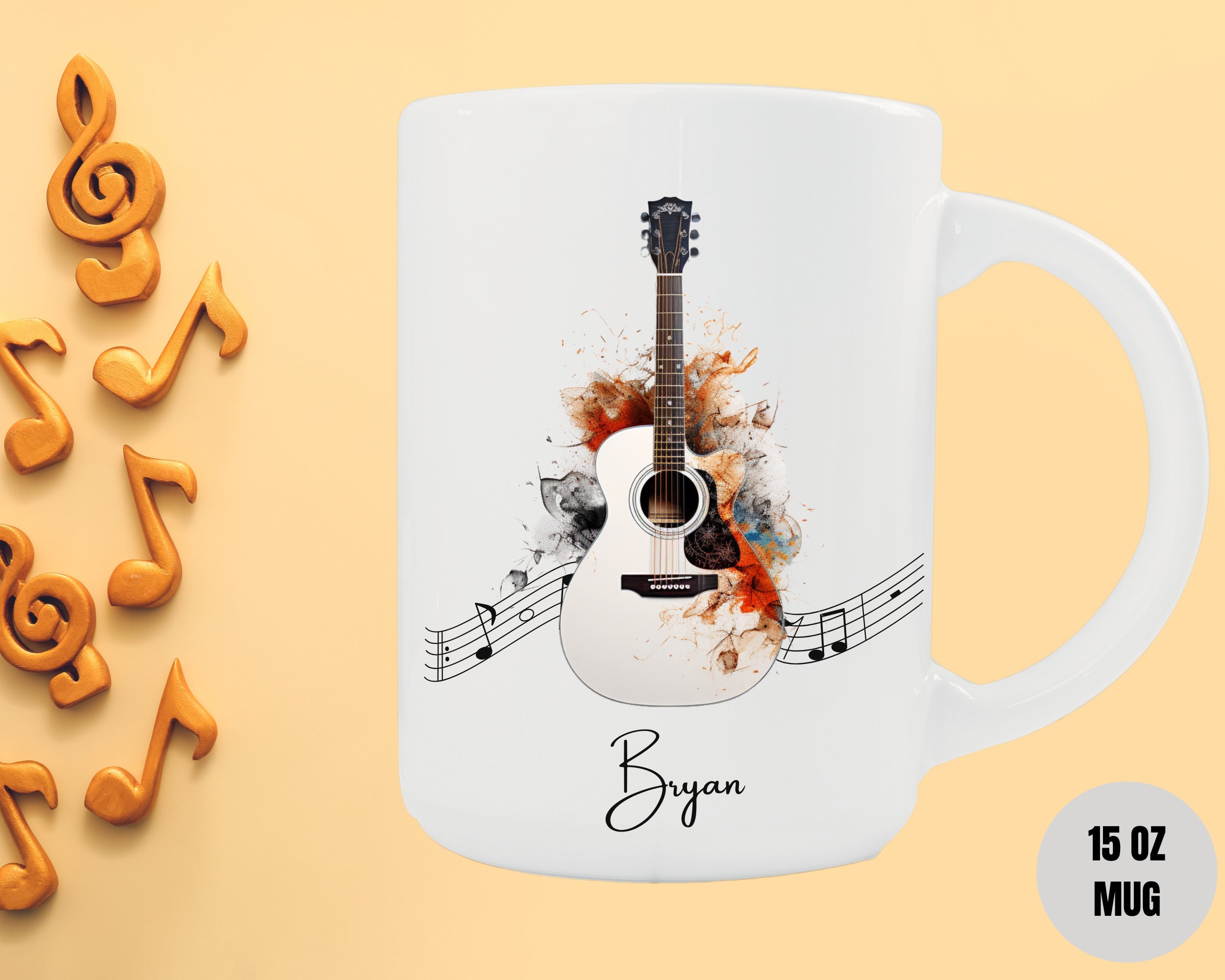 Personalized, Guitar Mug, Guitarist Gift, Retro Guitar Mug,music Mug ...