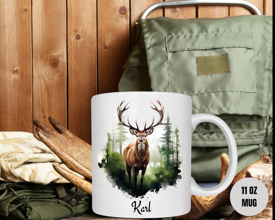 Personalized Deer Mug, Custom Mug, Gift for Hunter, Deer Coffee Mug ...