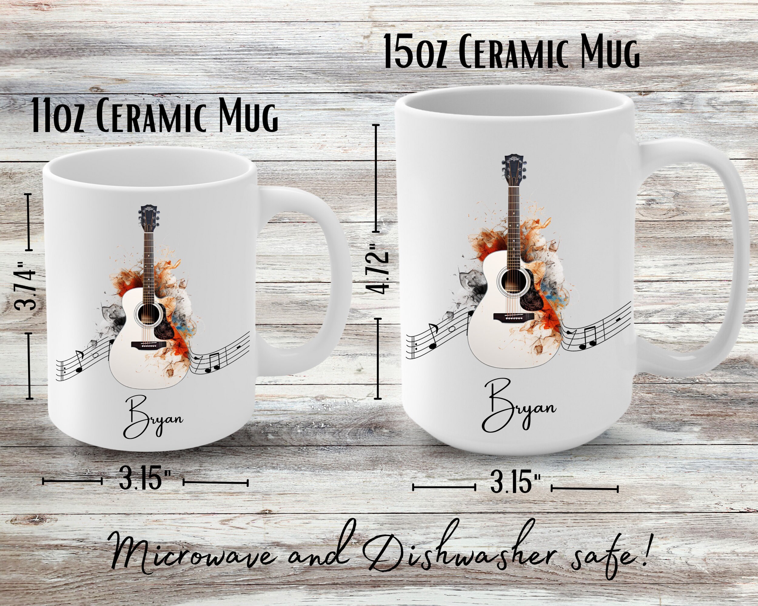 Personalized, Guitar Mug, Guitarist Gift, Retro Guitar Mug,music Mug ...