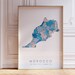Morocco Map Print Minimal Style Pastel Blue Wall Art, Morocco Art Print ...