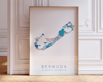 Bermuda Map Print Poster - Etsy