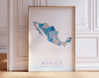 Mexico Wall Map Poster - Etsy