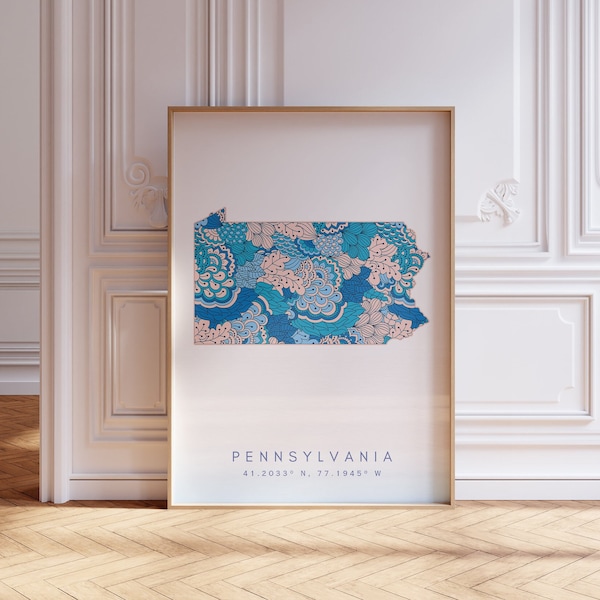 Map of Pennsylvania - Etsy
