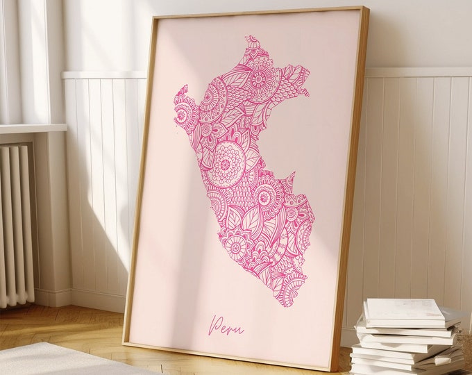 Peru Map Print, Peru Street Map Poster, South America, Modern ...