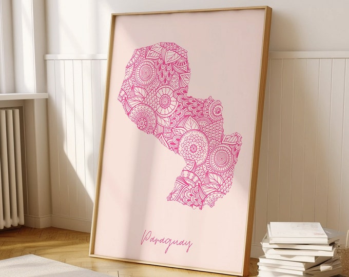 Paraguay Map Print, Paraguay Street Map Poster, South America, Modern ...