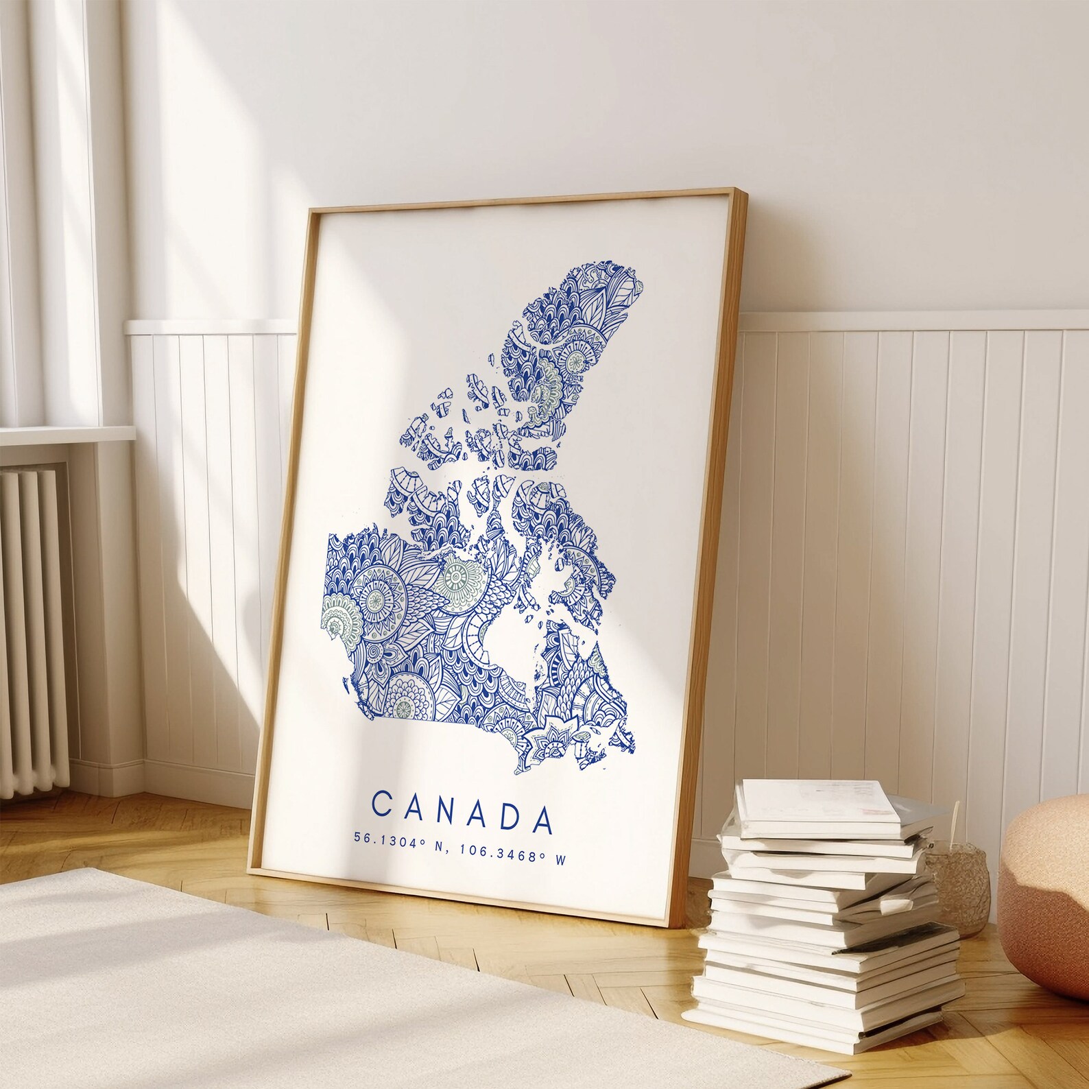 Canada Map Print Minimal Style Blue Wall Art, Canada Art Print Decor ...