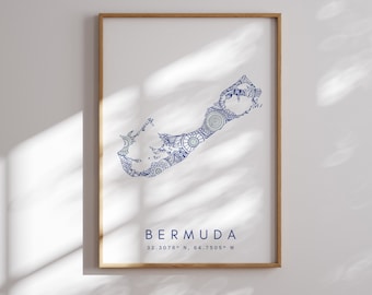 Bermuda Map Print Poster - Etsy