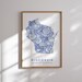 Wisconsin US State Blue Minimal Style Map Print, Wisconsin USA State ...