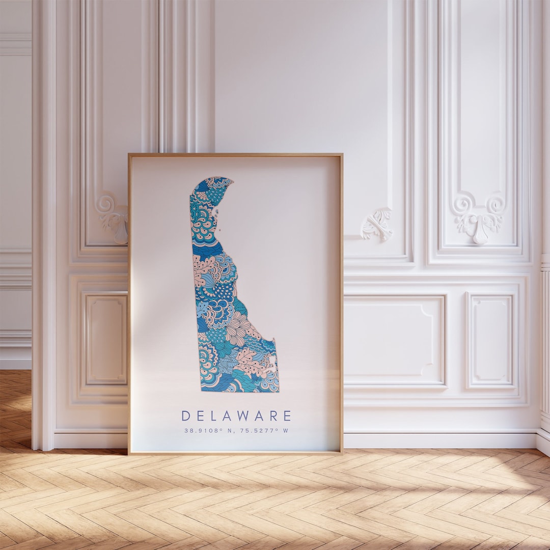 Delaware State Map for Office, Home, & Gift - Delaware State Travel Map ...